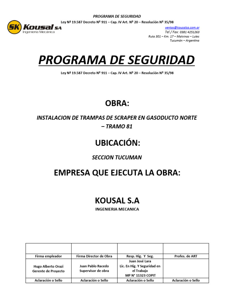 Programa de Seguridad - Trampa de Scraper | PDF | Hormigón