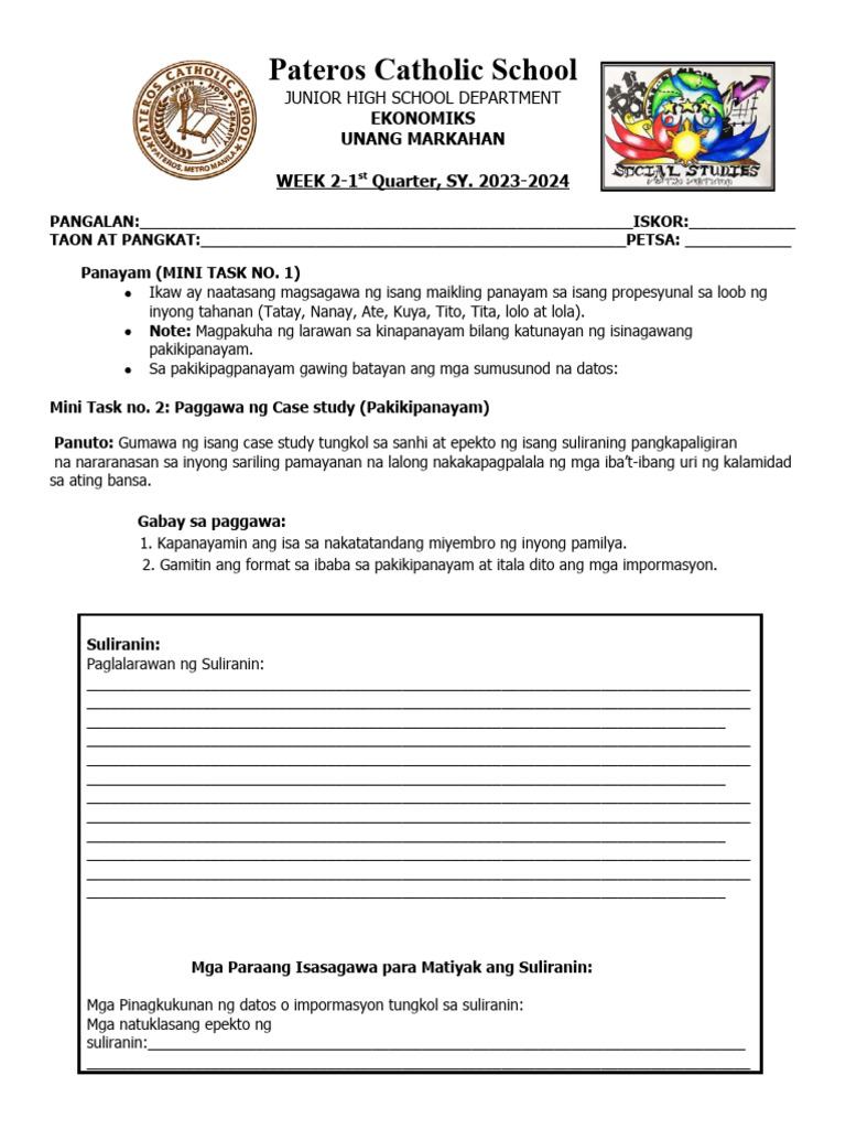 First Quarter - MINI TASK 1 Isang Panayam | PDF