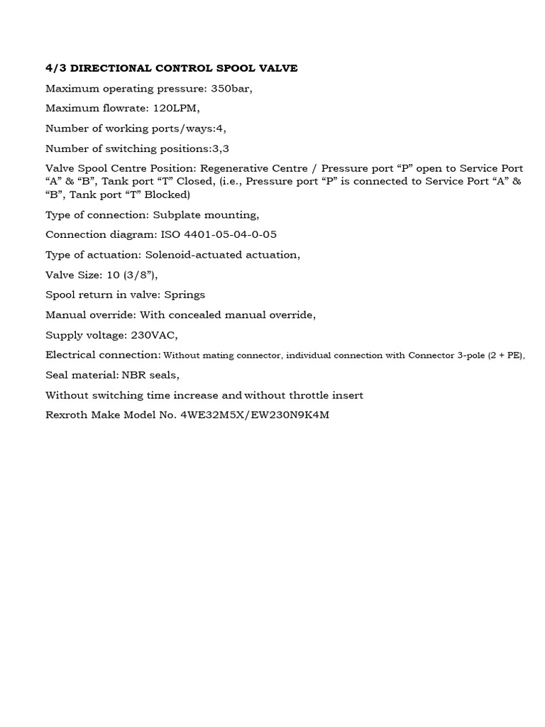 4 by 3 PILOT OPERATED DIRECTIONAL CONTROL VALVE | PDF | Valve ...