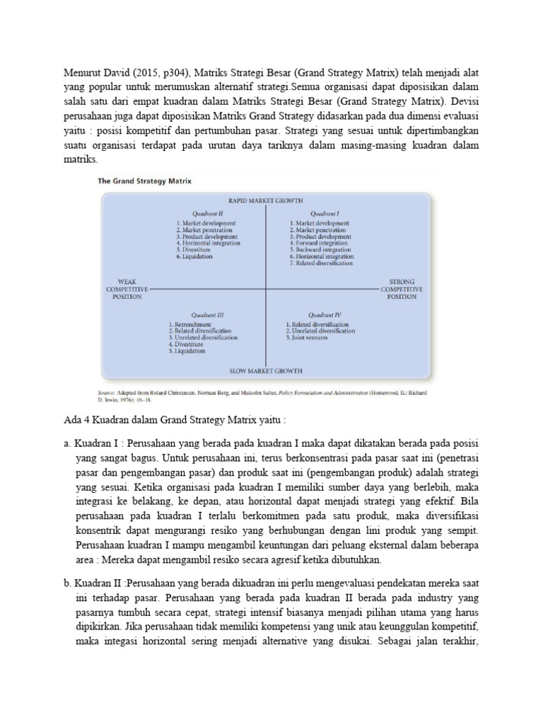 Grand Strategi Matriks | PDF