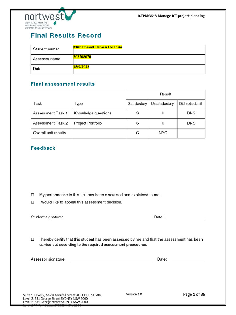 ICTPMG613 Student Assessment Tasks Usman | PDF | Software Testing ...