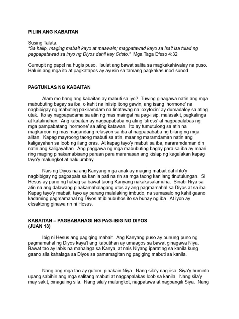 Day 5 Piliin Ang Kabaitan | PDF