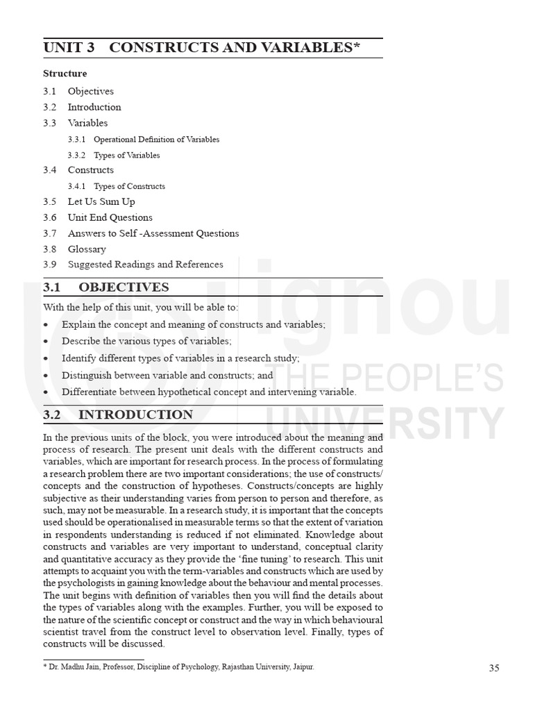 Construct and Variables | PDF | Dependent And Independent Variables | Concept