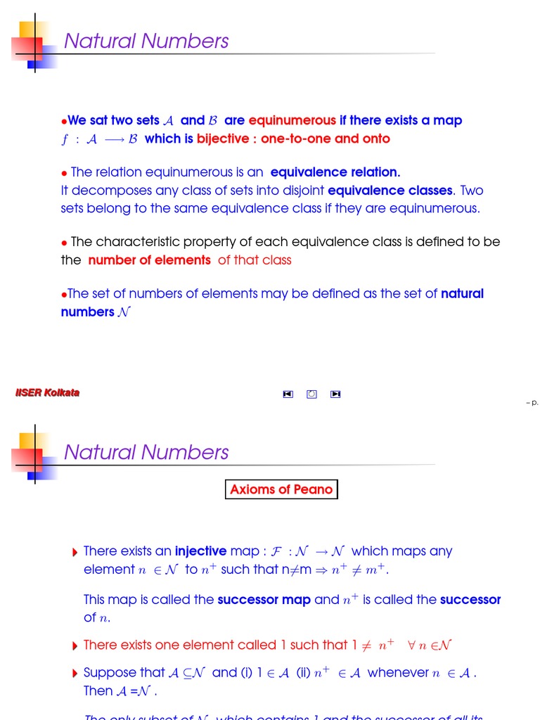 Natural Numbers: - Equinumerous Bijective: One-To-One and Onto | PDF ...