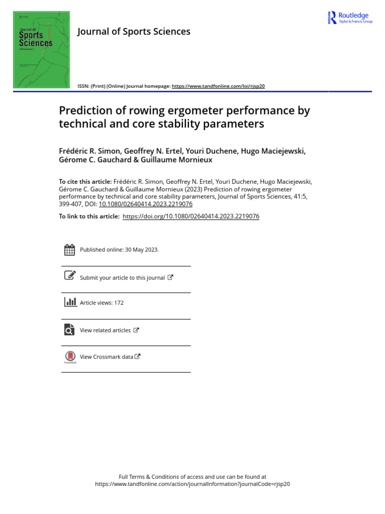 Prediction Of Rowing Ergometer Performance By Technical And Core