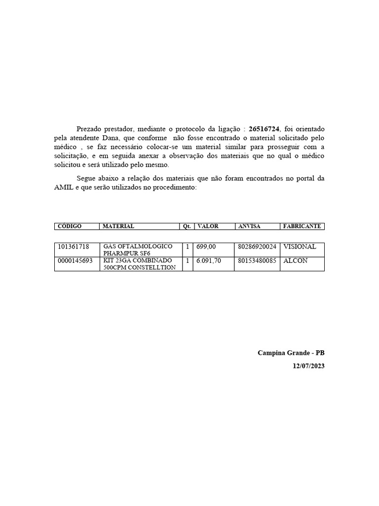 Justificativa Amil | PDF