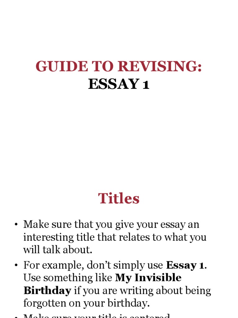 Guide To Revising:: Essay 1 | PDF | Essays