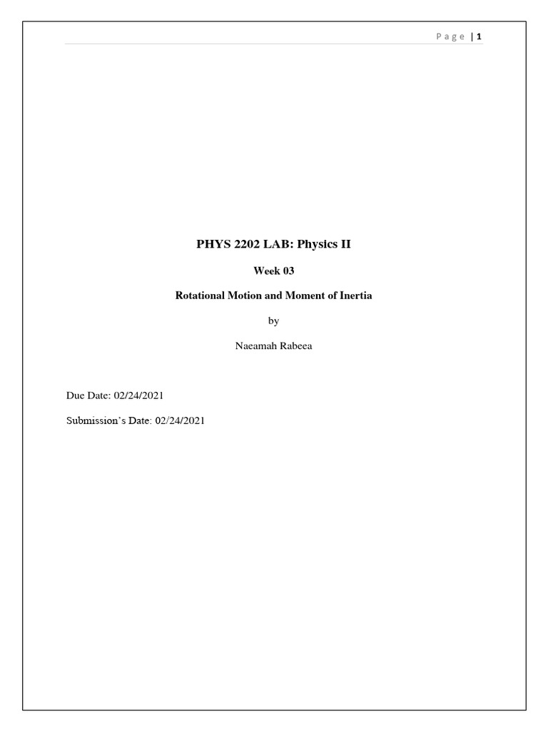 Phys2 Week3 Rotational Inertia | PDF | Rotation Around A Fixed Axis | Mass