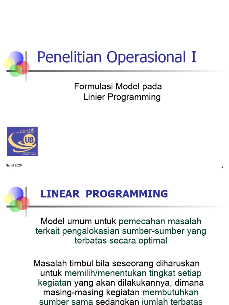 PO 1 02 Formulasi Linear Programming | PDF