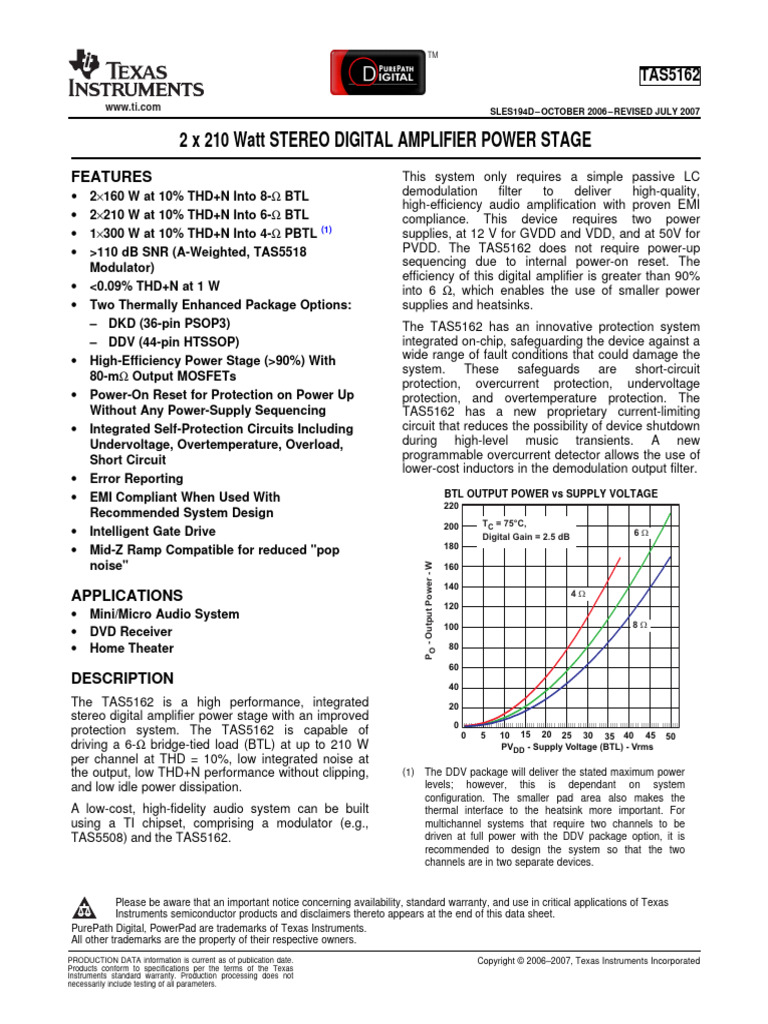Tas 5162 | PDF | Signal To Noise Ratio | Electrical Circuits