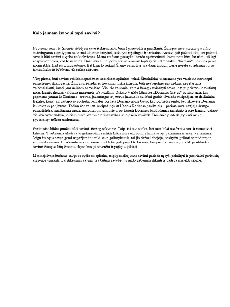 Kaip Jaunam Žmogui Tapti Savimi | PDF