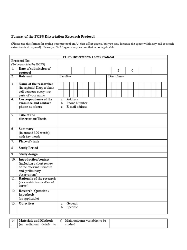 Appendix Format A (Protocol) | PDF | Thesis | Scientific Method
