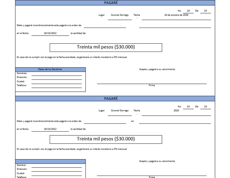 Modelo de Pagare en Word | PDF