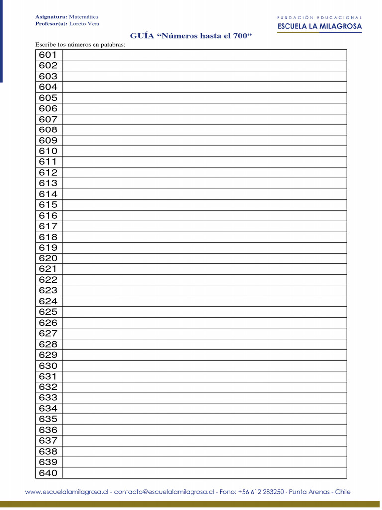 Numeros Hasta El 700 Actividades | PDF