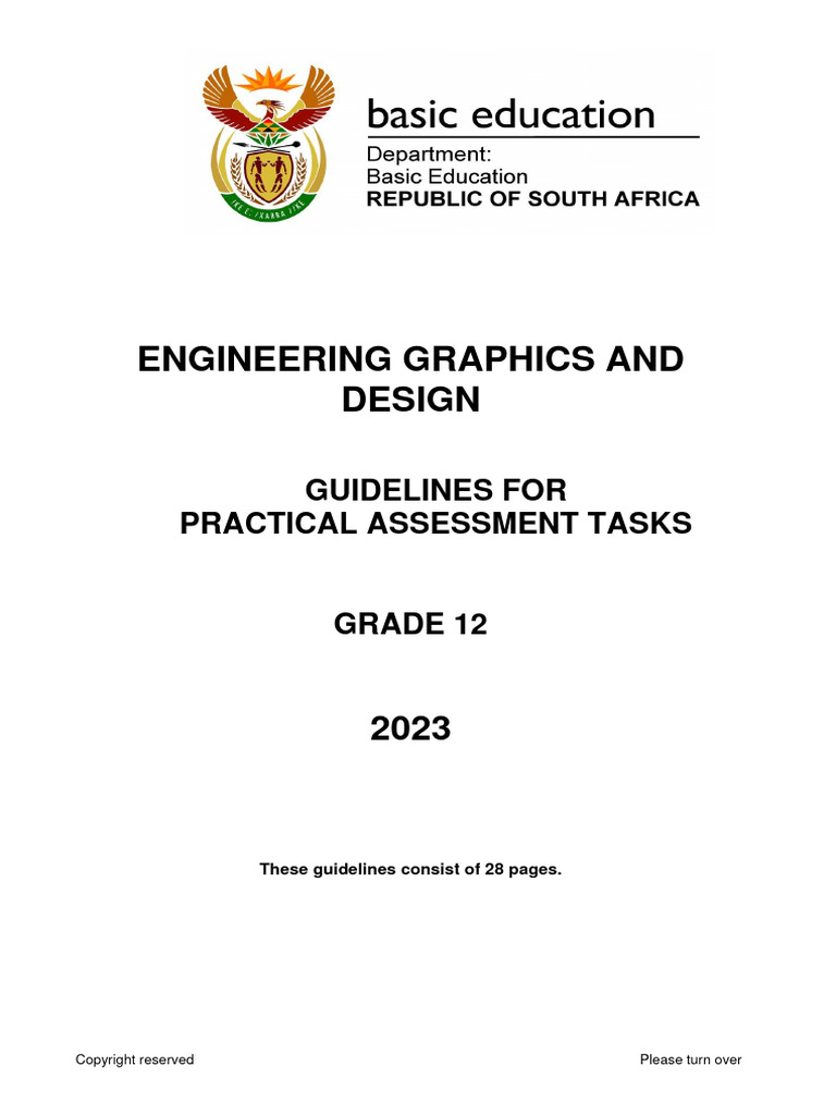 Engineering Graphics & Design PAT GR 12 2023 Eng | PDF | Drawing | Learning