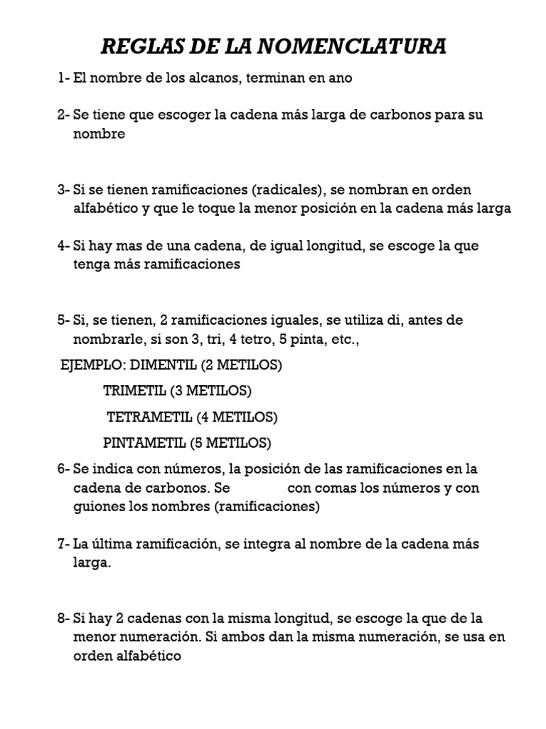 REGLAS DE LA NOMENCLATURA | PDF