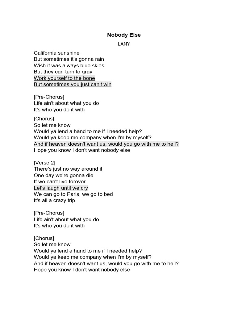 Nobody Else | PDF