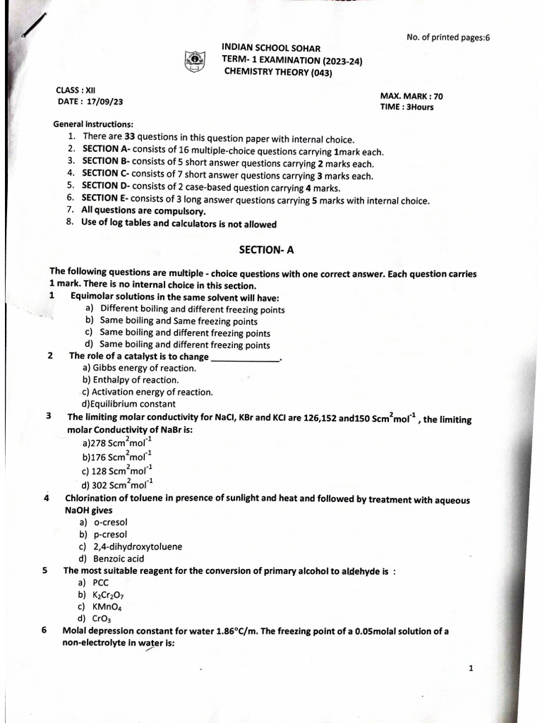 Term1 - Indian School Sohar | PDF