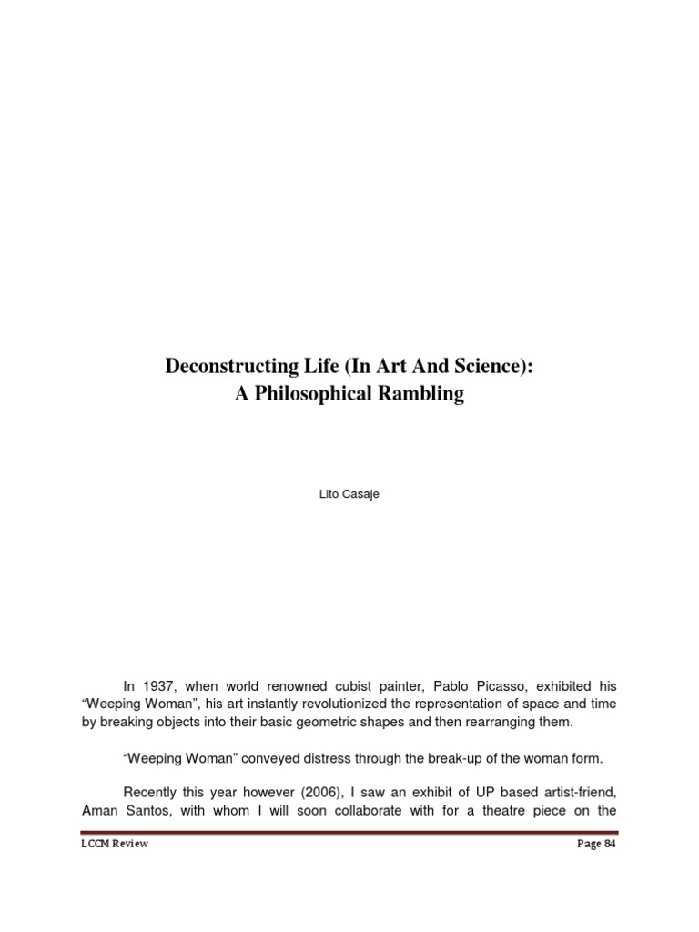 Deconstructing Life Through Art and Science | PDF | Theory | Dream