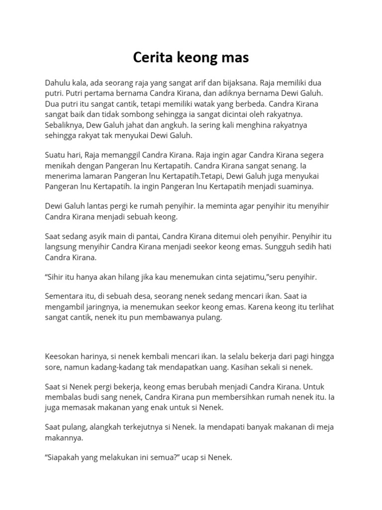 Cerita keong mas | PDF