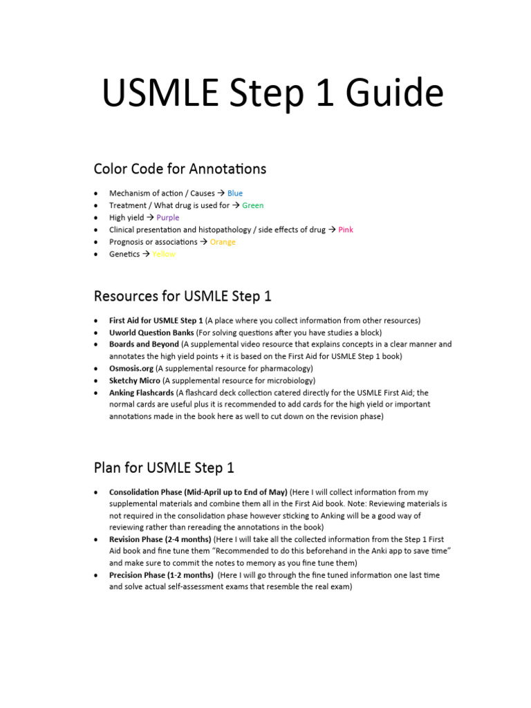 USMLE Step 1 Study Guide | PDF | Wellness | Science & Mathematics