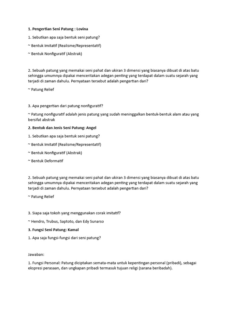 Pengertian Seni Patung: Lovina | PDF