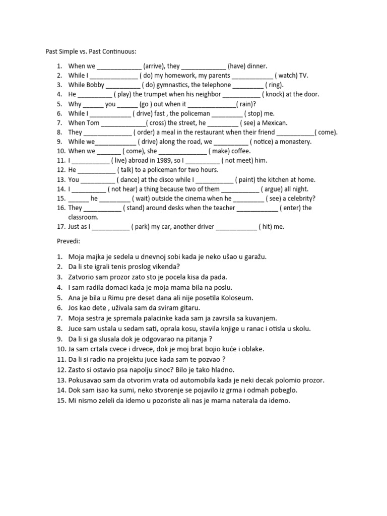Past Simple Vs Past Continuous | PDF
