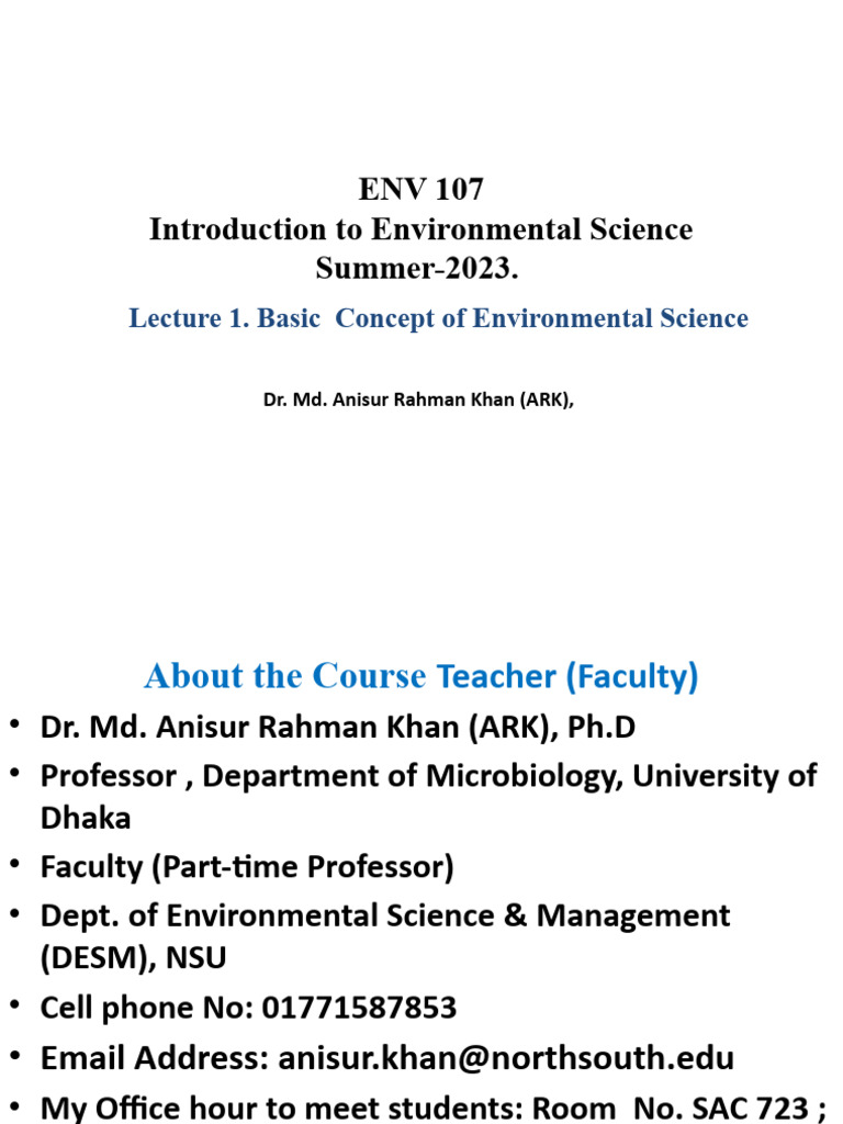 ENV 107: Introduction to Environmental Science | PDF | Sustainability ...