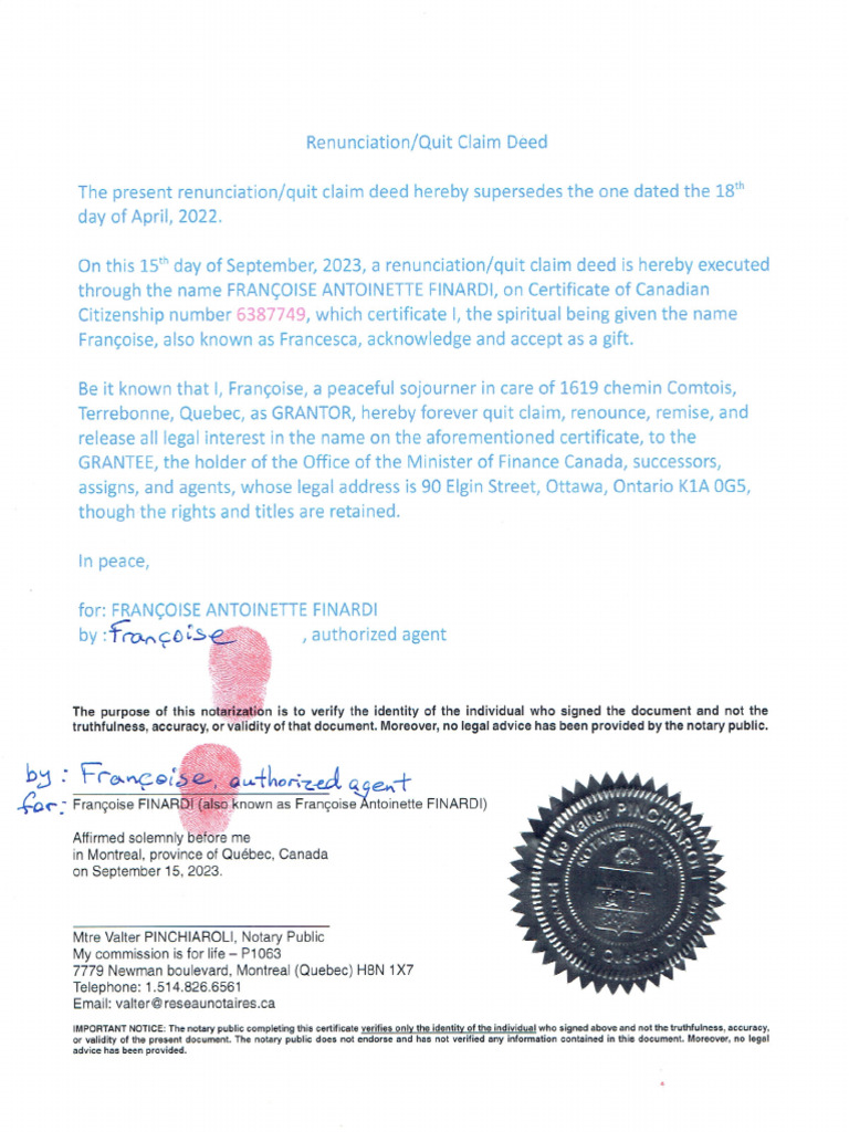 New Renunciation Quit Claim Deed | PDF