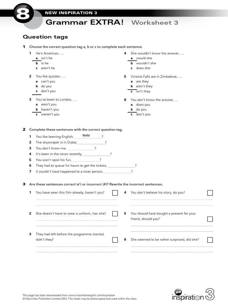 English Grammar Practice Sheet | PDF | Cognitive Science | Linguistics