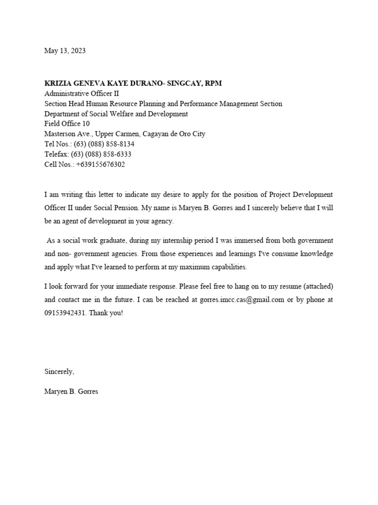 Application Letter | PDF