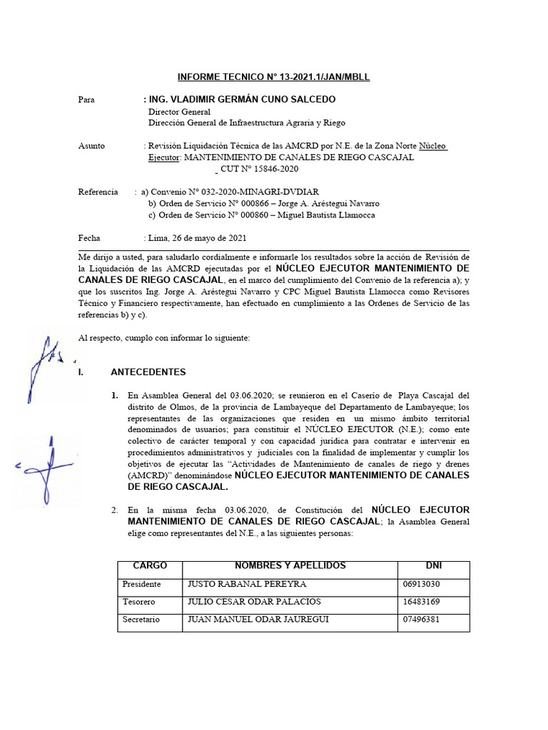 Informe Tecnico #13-2021.1janmbll | PDF | Infraestructura | Economias