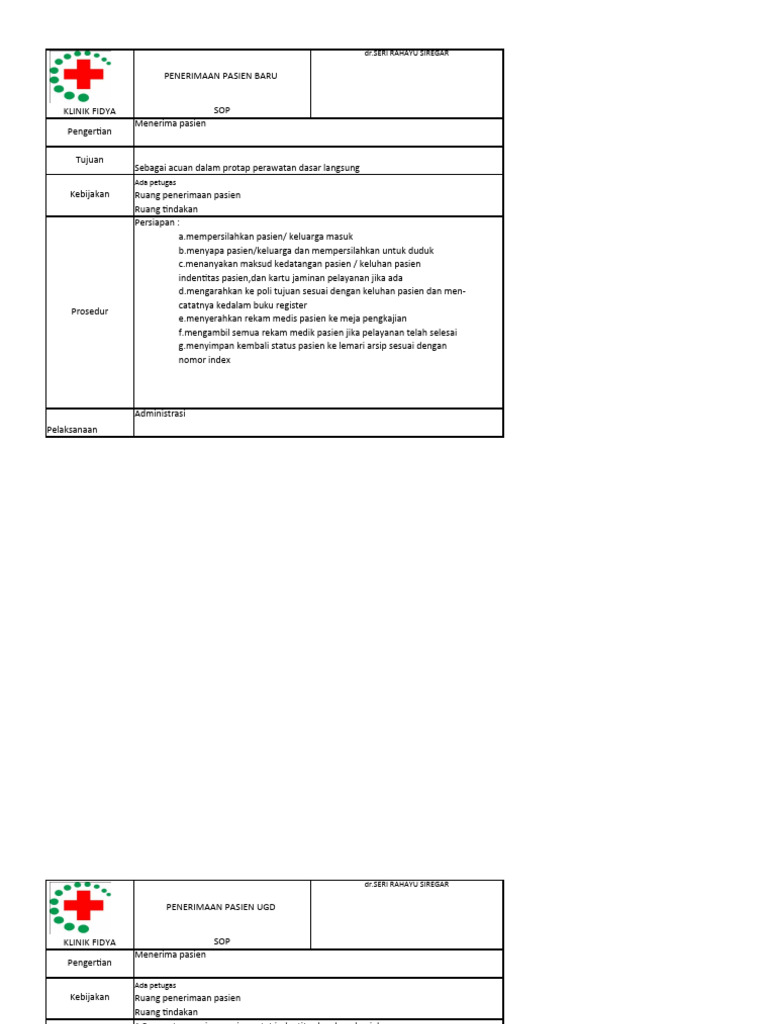 Standar Operasional Prosedure Sop-1 | PDF