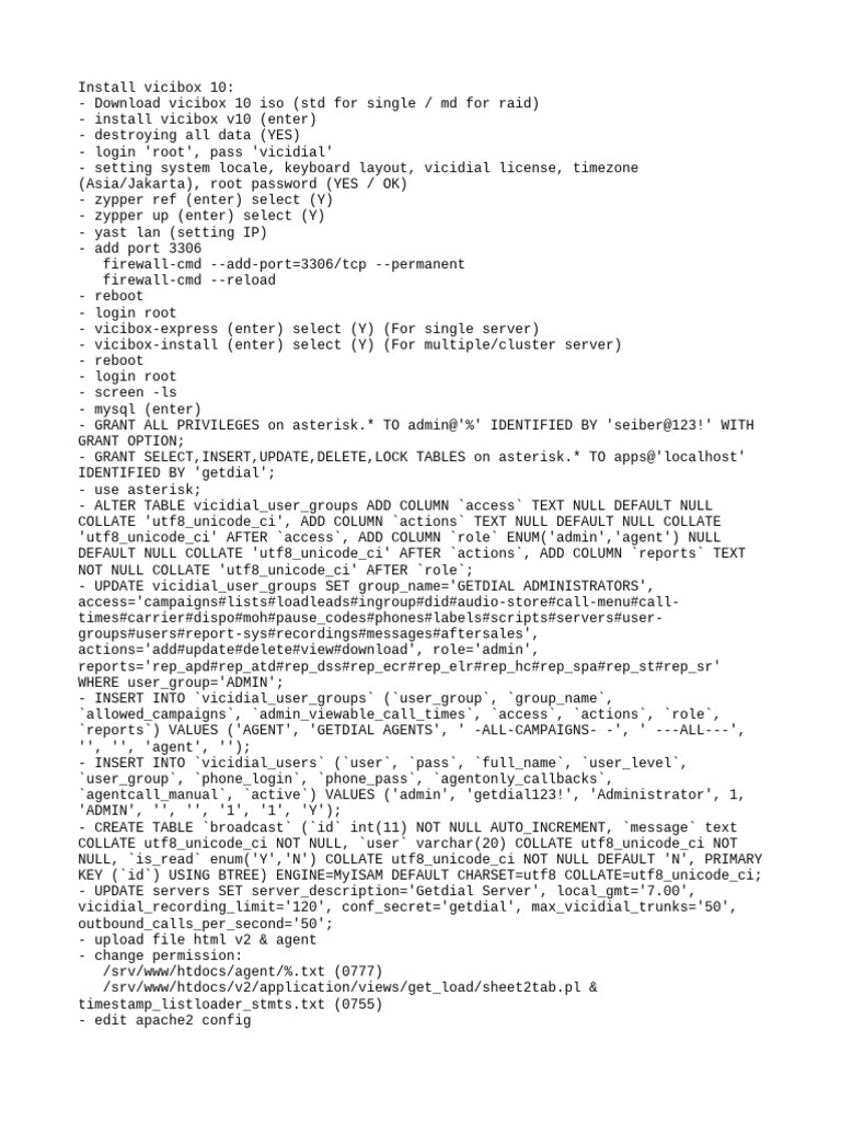 Vicibox 10 Installation Guide | PDF | Data Management | Computer Science
