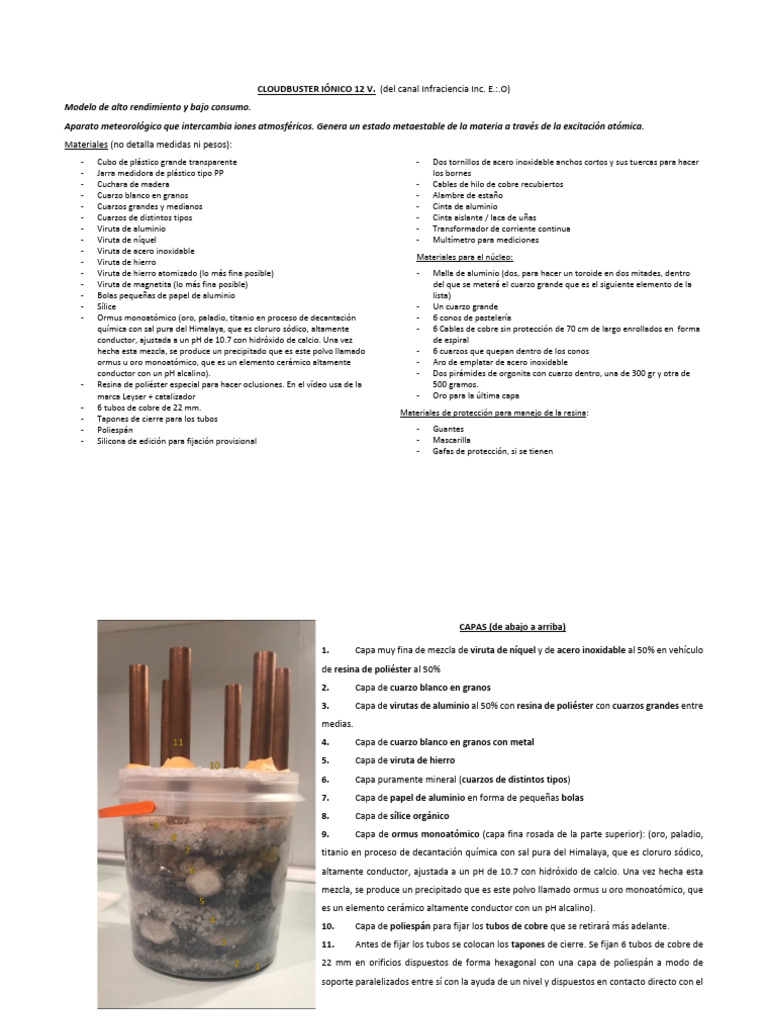 Cloudbuster Iónico 12v | PDF | Corriente eléctrica | Cobre
