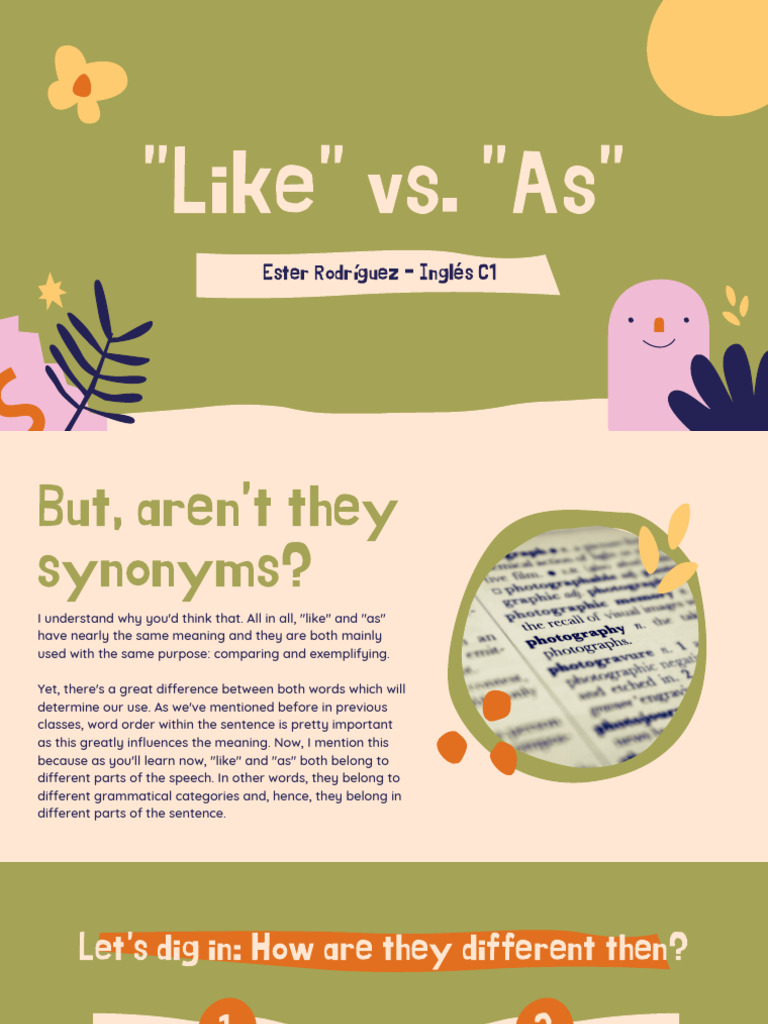 Like vs. As | PDF | Preposition And Postposition | Verb