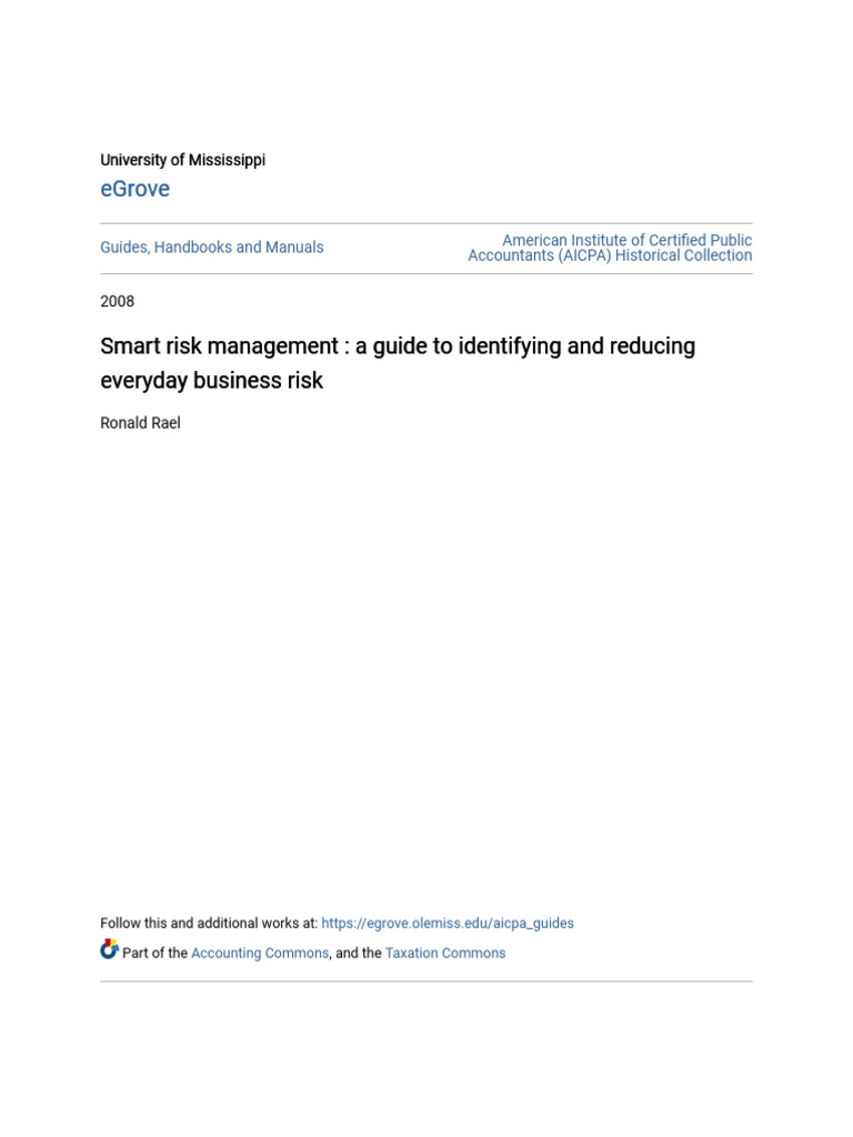 Smart Risk Management - A Guide To Identifying and Reducing Every | PDF ...