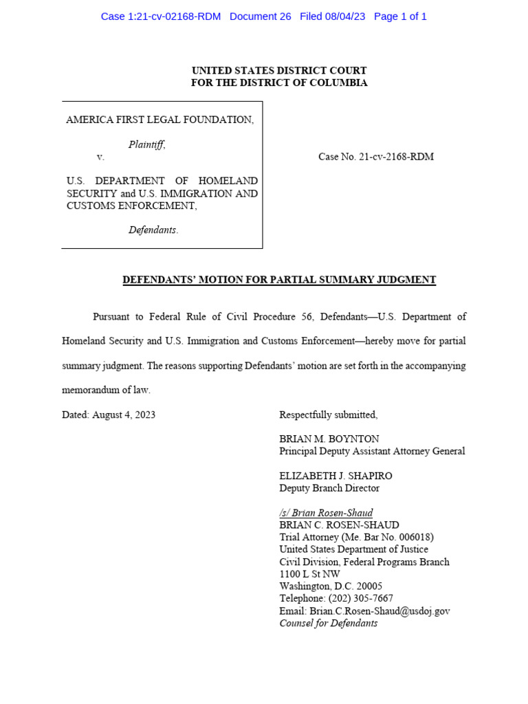 DHS Motion in AFL V DHS | PDF | U.S. Immigration And Customs ...