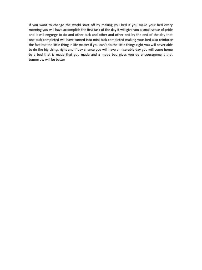 The Power of Making Your Bed Daily | PDF