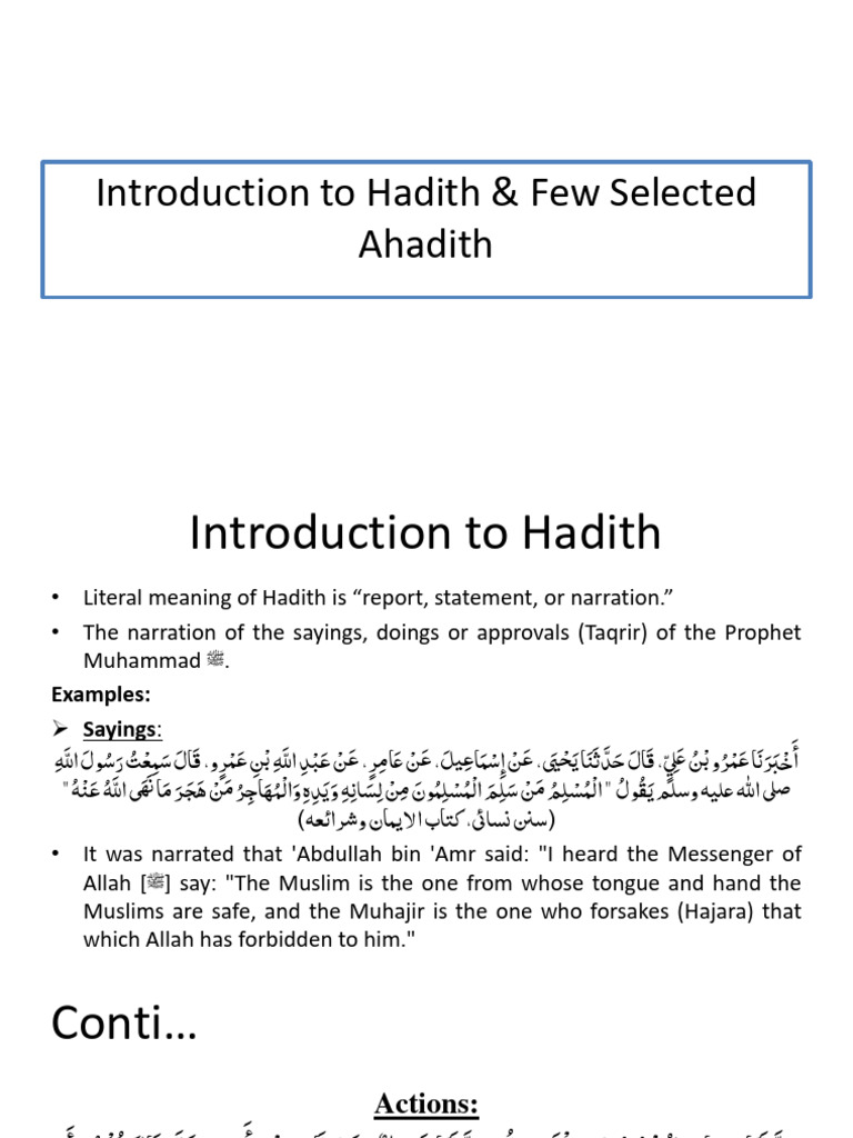 Understanding Hadith: Key Concepts & Examples | PDF | Hadith | Muhammad