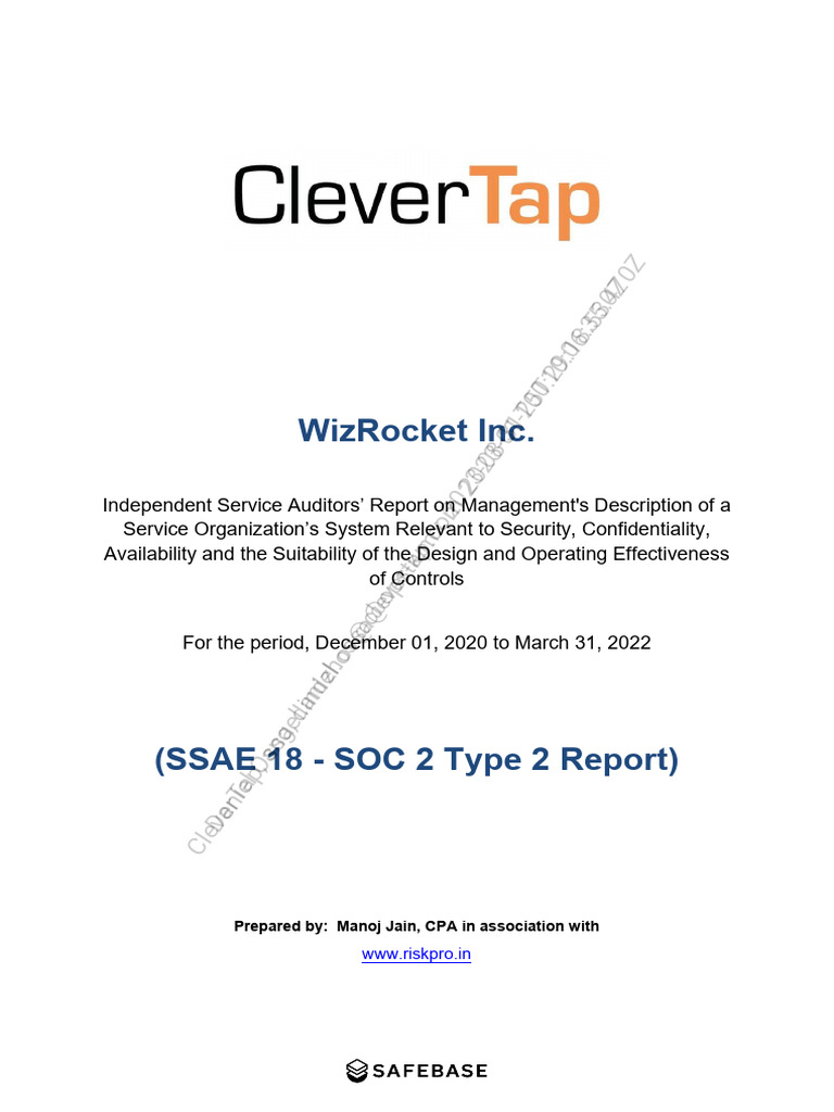 CleverTap SOC 2 Type 2 Report 2020-2022 | PDF | Computer Security ...