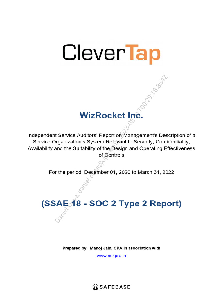 Clevertap SOC 2 Type 2 Report 2022 | PDF | Information Security | Security