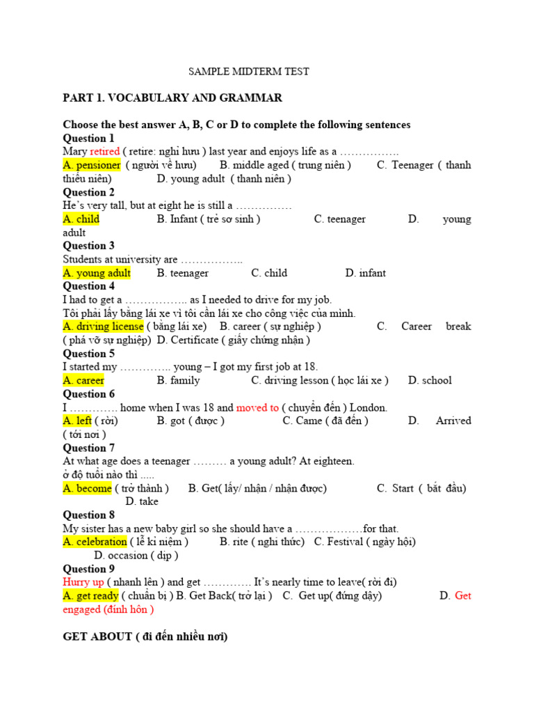 Sample Midterm Tests | PDF