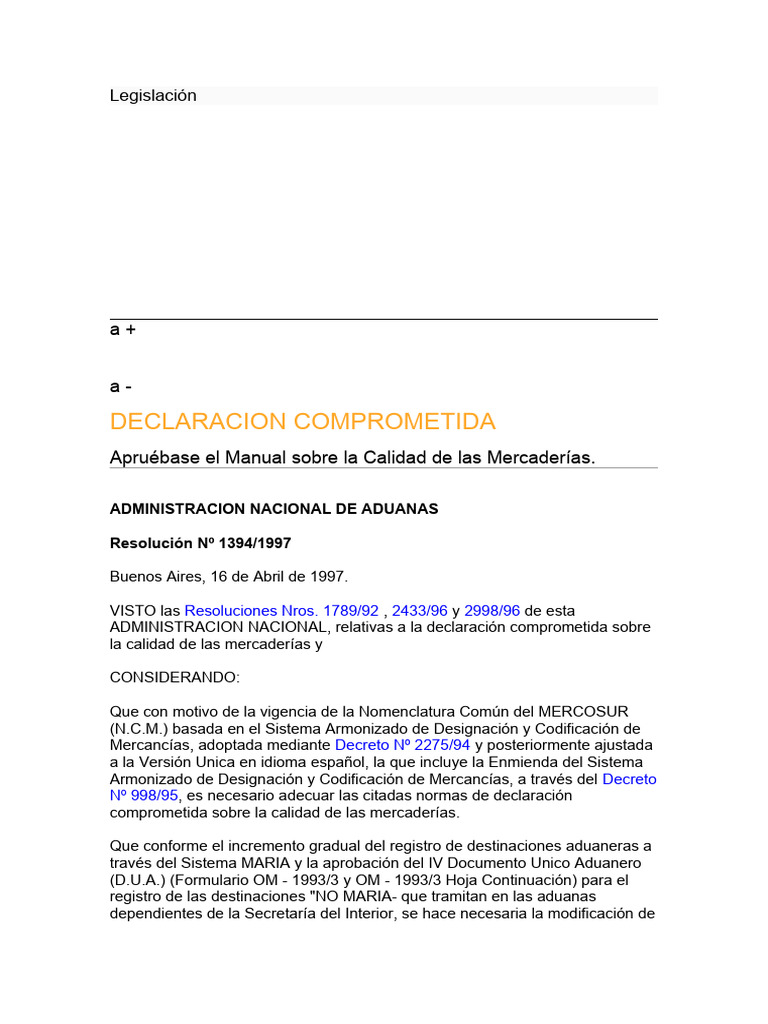 Declaración Comprometida | PDF | aduana | Gobierno