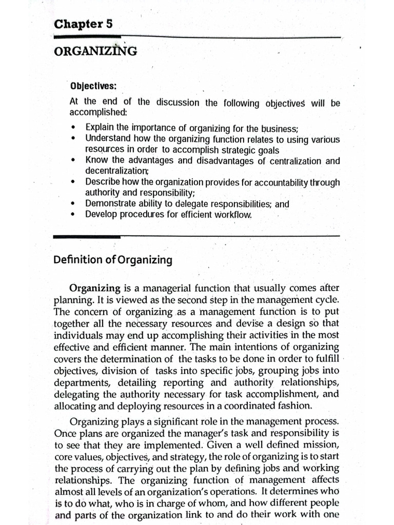 Chapter 5 (Organizing) | PDF