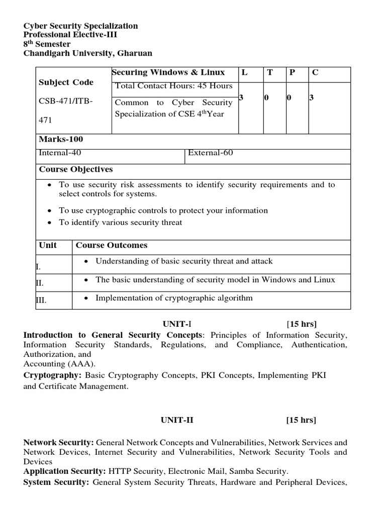 Unit-1-Cyber Security Specialization - Securing Windows & Linux | PDF | Public Key Cryptography ...