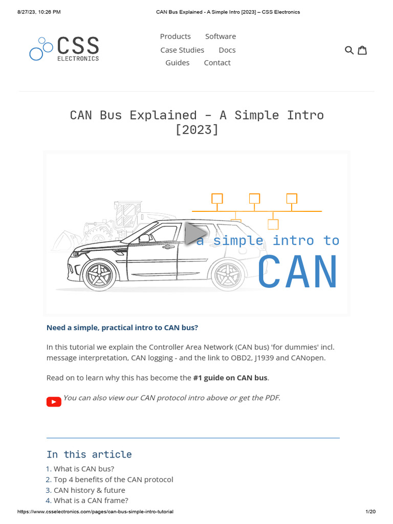 Can Bus Explained A Simple Intro 2023 Css Electronics Download Free Pdf Computing