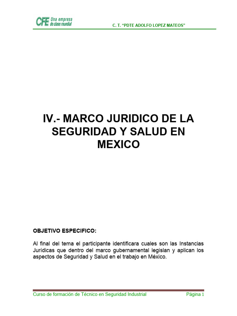 Tema Iv Marco Juridico de La Seguridad e Higiene | PDF | México