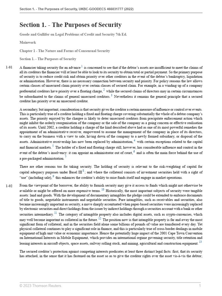 Goode and Gullifer On Legal Problems of Credit and Security 7th | PDF ...