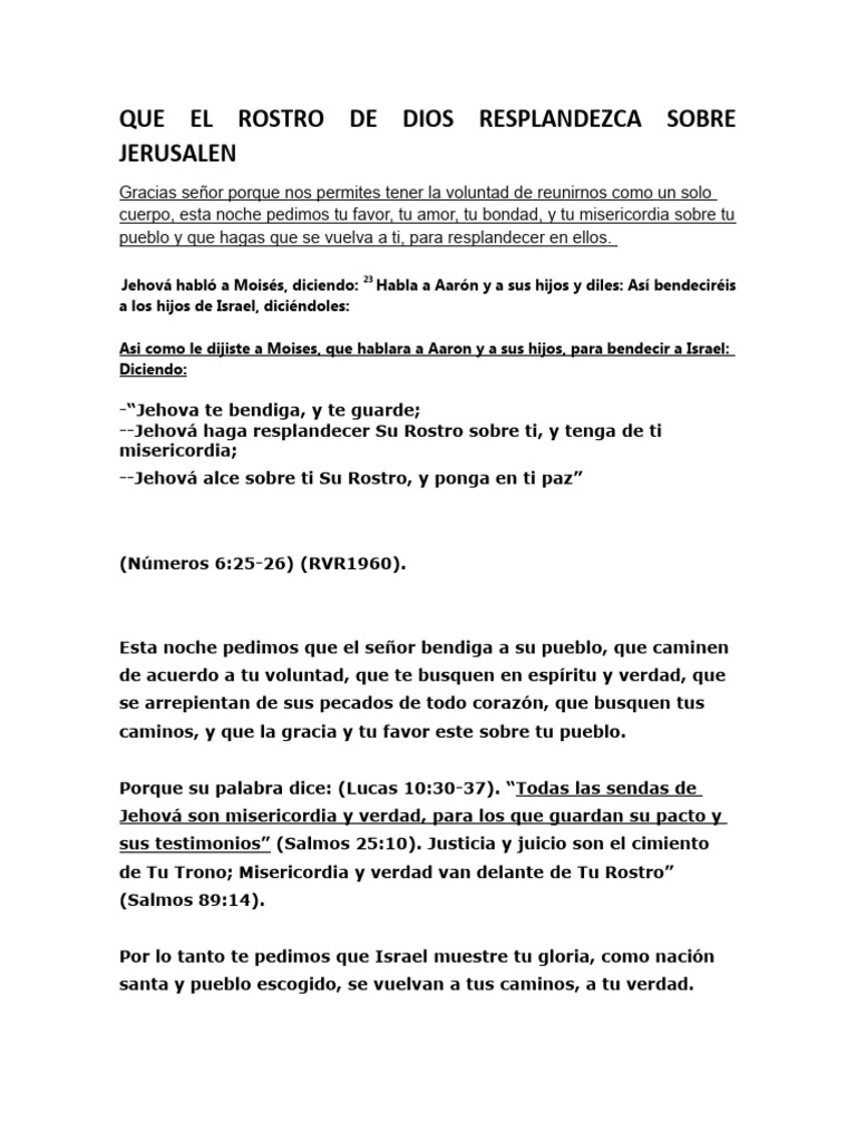 Jehová Haga Resplandecer Su Rostro Sobre Ti | PDF | Ciencias sociales ...